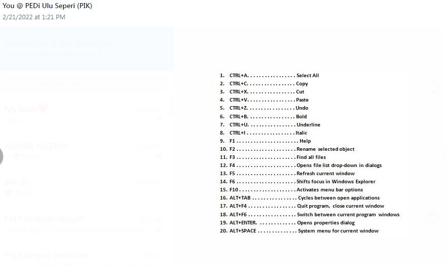 ICT: Shortcut Keys System – NADI Ulu Seperi
